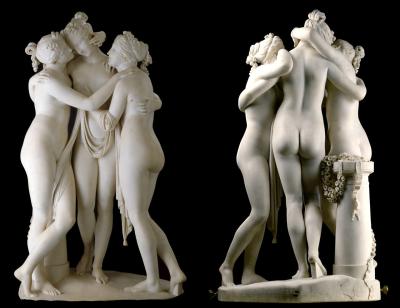 China Hand Carved Marble Three Graces Statue 190cm for Art Gallery Decoration for sale
