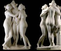China Art Stone Carving Three Grace Lady Marble Statue 190cm for Museum Decoration for sale