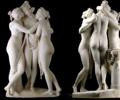 China Art Stone Carving Three Grace Lady Marble Statue 190cm for Museum Decoration for sale