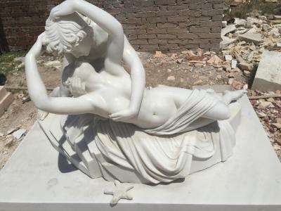 China Marble Psyche Revived by Kiss of Love Statue 200cm Customizable Stone Couple Sculpture for sale