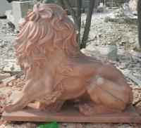 China Pink Marble Lion Statue 200cm Hand Carved Animal Sculpture for Garden Decoration for sale