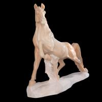 China Pink Marble Horse Sculpture 200cm Natural Stone Animal Carving Customizable for sale