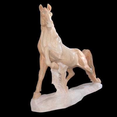 China Pink Marble Horse Sculpture 200cm Natural Stone Animal Carving Customizable for sale