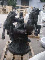 China Pink Marble Horse Sculpture 200cm Natural Stone Animal Carving Customizable for sale