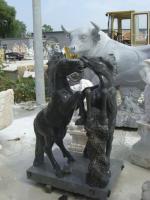 China Pink Marble Horse Sculpture 200cm Natural Stone Animal Carving Customizable for sale