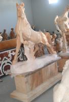 China Pink Marble Horse Sculpture 200cm Natural Stone Animal Carving Customizable for sale