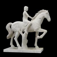 China White Marble Girl Riding Horse Statue 200cm Custom Stone Carving Sculpture for sale