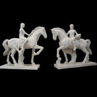 China White Marble Girl Riding Horse Statue 200cm Custom Stone Carving Sculpture for sale