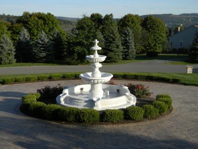 China White Marble Stone Carving Fountain Sculpture 350cm Custom Size for Garden Decoration for sale