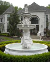 China White Marble Stone Carving Fountain Sculpture 350cm Custom Size for Garden Decoration for sale
