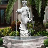 China White Marble Stone Carving Fountain Sculpture 350cm Custom Size for Garden Decoration for sale