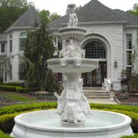 China Custom White Marble Stone Carving Statue Fountain 500cm Polished Finish for Garden Decoration for sale