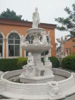 China Custom White Marble Stone Carving Statue Fountain 500cm Polished Finish for Garden Decoration for sale