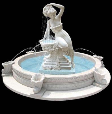 China White Marble Garden Stone Fountain Carving Statue 500cm Customizable Polished Finish for sale