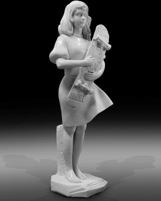 China Indoor Art Exhibition Marble Sculpture Beautiful Girl Stone Statue 130cm Custom Size for sale