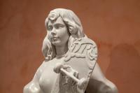 China Indoor Art Exhibition Marble Sculpture Beautiful Girl Stone Statue 130cm Custom Size for sale