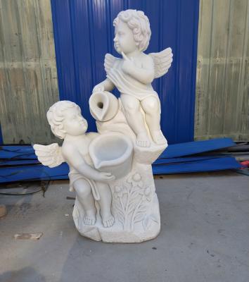 China Marble Garden Angel Boy Statue Hand Carved Sculpture 100cm Custom Size for sale