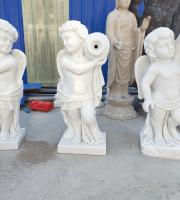 China Marble Garden Angel Boy Statue Hand Carved Sculpture 100cm Custom Size for sale