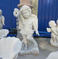 China Marble Garden Angel Boy Statue Hand Carved Sculpture 100cm Custom Size for sale
