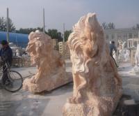 China Custom Marble Stone Walking Lions Sculpture 140-210cm Outdoor Garden Statue for sale