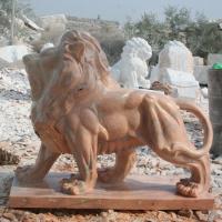 China Custom Marble Stone Walking Lions Sculpture 140-210cm Outdoor Garden Statue for sale