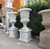 China Marble Statue Planter Stone Carving Flowerpot Sculpture 140-210cm Outdoor Garden Decor for sale