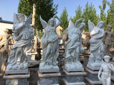 China Outdoor Garden Marble Couple Statue Park Sculpture 120cm Height Hand Carved Stone Art for sale