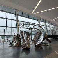 China Custom Stainless Steel Sculpture Mirror Polish 3000mm Art Metal Statue for Garden Decoration for sale
