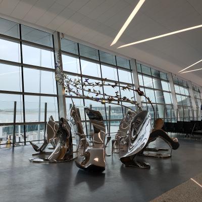 China Custom Stainless Steel Sculpture Mirror Polish 3000mm Art Metal Statue for Garden Decoration for sale