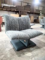 China Elegant Leather Accent Fabric Chair Modern Steel Leg for sale