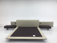 China Queen Size Real Leather Sleigh Bed With No Underbed Storage Solution Contemporary for sale