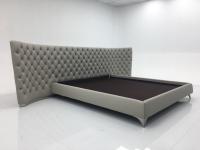 China High Density Sponge Upholstered Headboard Full Grain Leather Bed Frame For Bedroom for sale