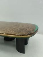 China Hotel Home Contemporary Marble And Wood Coffee Table With Metal Base for sale