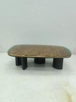 China Hotel Home Contemporary Marble And Wood Coffee Table With Metal Base for sale
