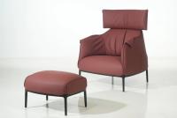 China Contemporary Leather Trimmed Fabric Chair For Living Room for sale