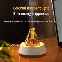 China ABS Lava Aromatherapy Fire Flame Humidifier White Black Color 80ml for sale