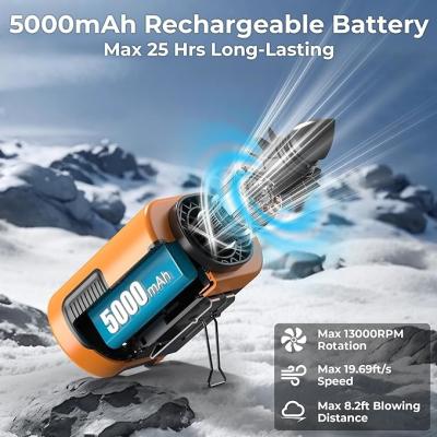 China Socool Fan 4000mAh Clip Waist Fan Orange Black Multifunctional Portable Fan With ABS Body Silicone Jacket Manganese Steel Hook Manganese Steel Bracket for sale