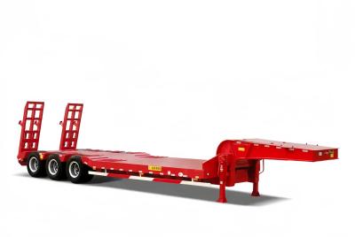 China CIMC FUWA 3-Axle Low Bed Semi Trailer 60 Ton Capacity 17500mm Length for Heavy Equipment Transport for sale