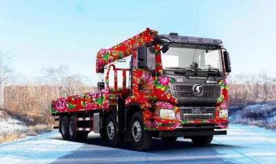 China SHACMAN F3000 8x4 Crane Cargo Truck 380hp 35T GVW with Euro II Engine and 400L Fuel Tank for sale