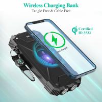 China Qi Wireless 10000mAh Portable Charger Solar Power Bank For Phone And Laptop for sale