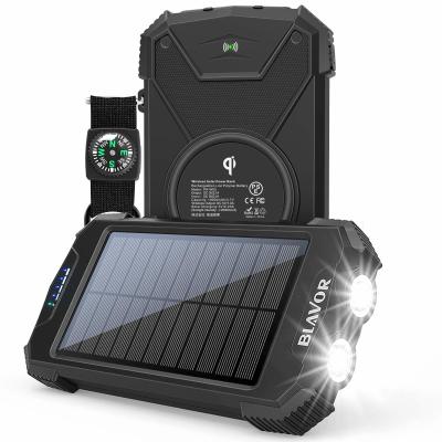 China Qi Wireless 10000mAh Portable Charger Solar Power Bank For Phone And Laptop for sale