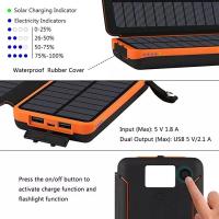 China 8000mAh 5V Waterproof Portable Solar Charger Solar Phone Charger Camping for sale