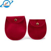 China Velvet Button Oval Jewelry Storage Pouches Necklace Pouch Bag 80*85mm for sale