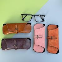 China Imitation Leather Flocking Foldable Eyeglass Case Bag Damage Resistant for sale