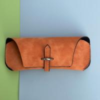 China Imitation Leather Flocking Foldable Eyeglass Case Bag Damage Resistant for sale