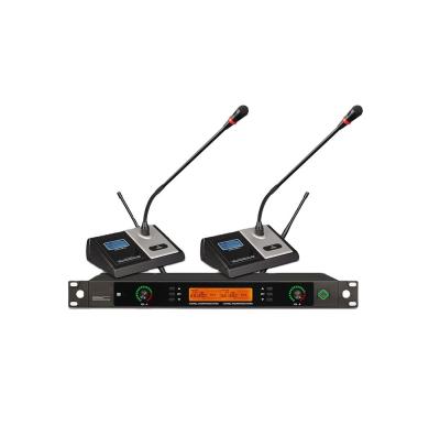 China 90dB Dual Channel UHF Wireless Conference Microphone System with 200 Channels and 80m Range for Professional Audio for sale