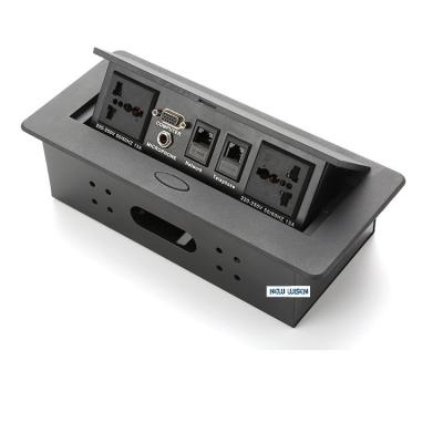 China NWS-SP601 Counter Power Pop Up Worktop Socket Outlet 30cm Pre Wired with 2 Power Ports 2 Internet Ports for Kitchen Office for sale