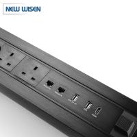 China NWS-SE001 Rotatable Desktop Power Socket with 2 UK Power Outlets, 2 Network Ports, USB Charger & HDMI for Conference Tables for sale