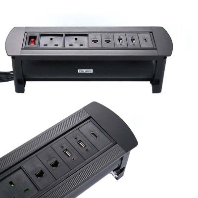 China NWS-SM08 Multimedia Tabletop Flip-Up Socket with 3 UK Plugs, HDMI & VGA Ports for Conference Tables for sale