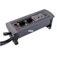 China NWS-SE003 European Oxidized Recessed Power Strip with 2 German Power Outlets, Network, USB 3.0 for Conference Tables for sale